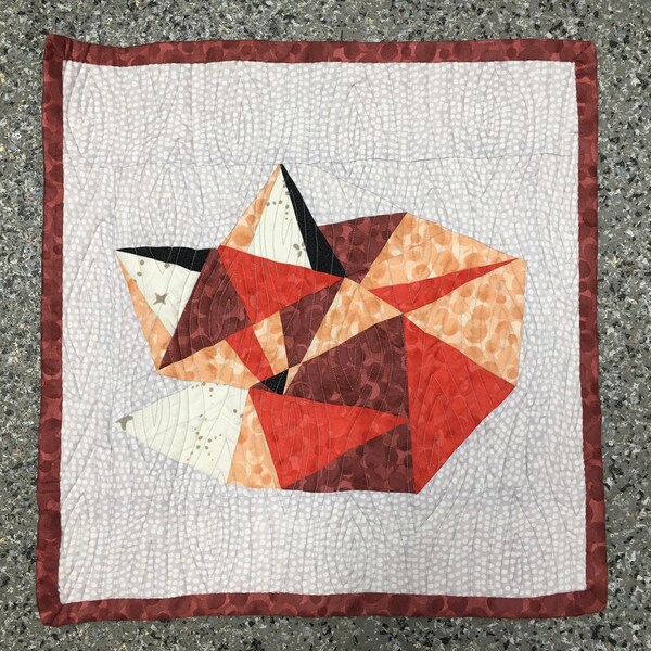 Sleeping Fox Paper Piecing Pattern - 16" X 16" Quilt Block - Digital ...