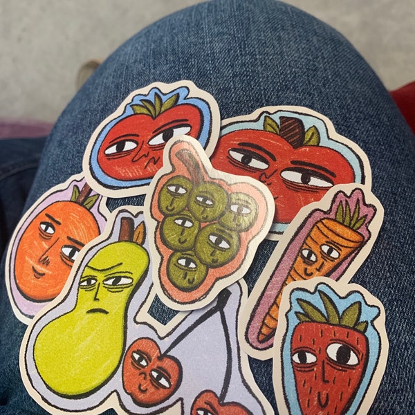 Tomato Sticker Pack- Tomato Sticker- Handmade Sticker- Cute Tomato ...