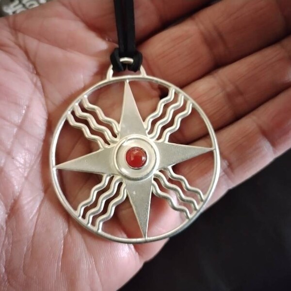 Large Carnelian Star of Shamash Pendant: Cast Silver Solar Symbol - Etsy