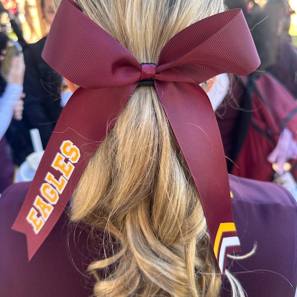 Cheer Game Day Long Tail Hair Bow, Personalized With Your Team Colors ...