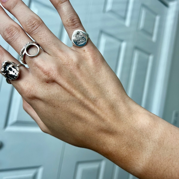 Custom Engraved Signet Ring, Custom Silver Pinky Ring, Personalized ...