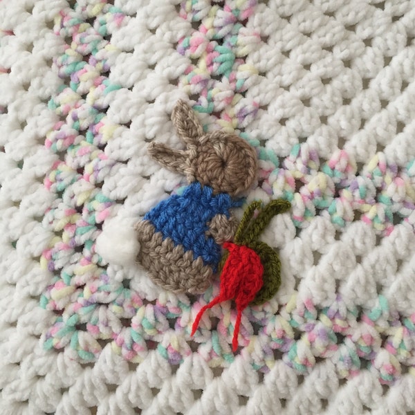 CROCHET PATTERN for the Pixie Rabbit Applique Crochet Applique Sewing Design Flat Cotton Tail ...