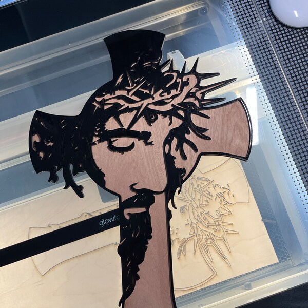 Jesus and Cross Laser Cut File. Vector File for Laser Cutting. Wall Art ...