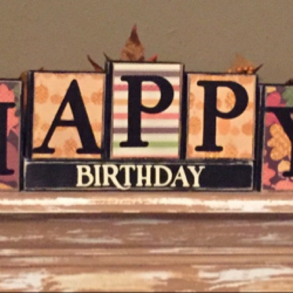 HAPPY BIRTHDAY Wood Block Sign / Kid's Birthday Party Home Decor ...