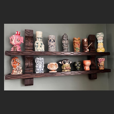 Witco Style Carved Wood Tiki Shelf Display Wall Unit - Etsy