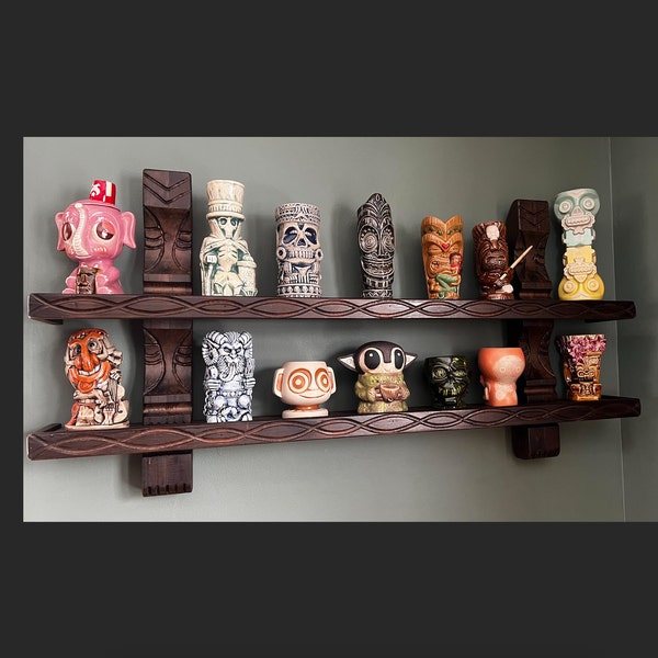 Witco Style Carved Wood Tiki Shelf Display Wall Unit - Etsy