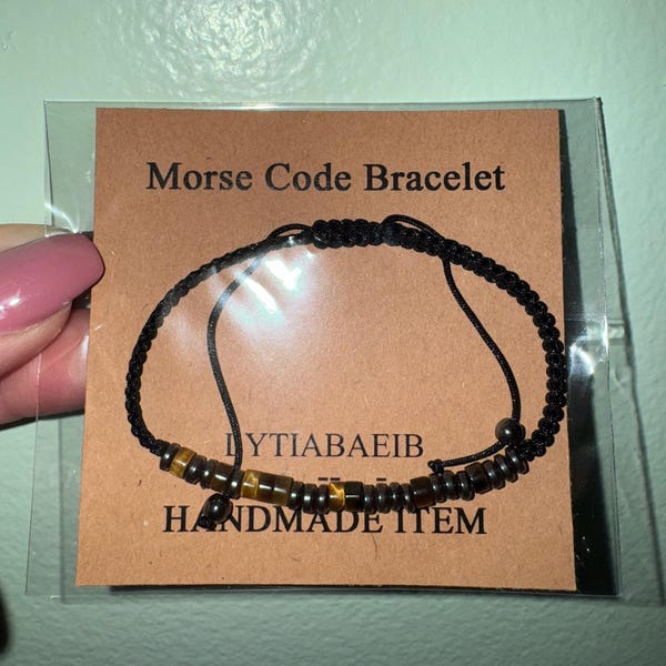 Personalized Morse Code Bracelet, Custom Bracelet, Tiger's Eye Bracelet ...