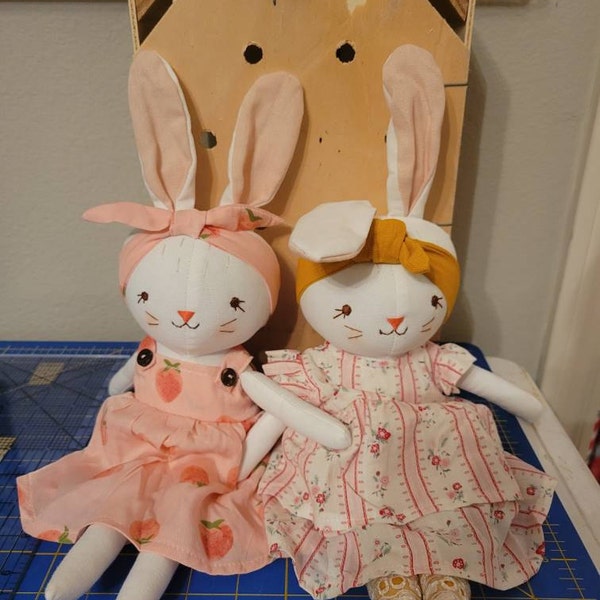 Stuffed Animal Doll, Handmade Bunny Doll, Linen Soft Fabric Doll ...