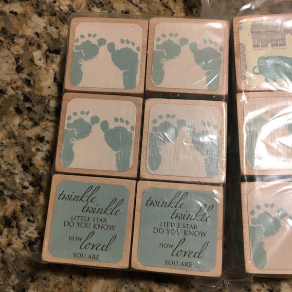 Zoo Nursery Room Decor - Wood Blocks - DIY Baby Shower Craft - Table ...