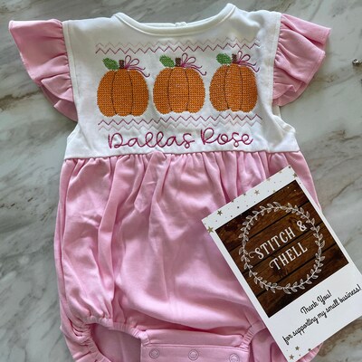 Smocked Fall Pumpkin Bubble Romper Baby Smocked Bubble - Etsy