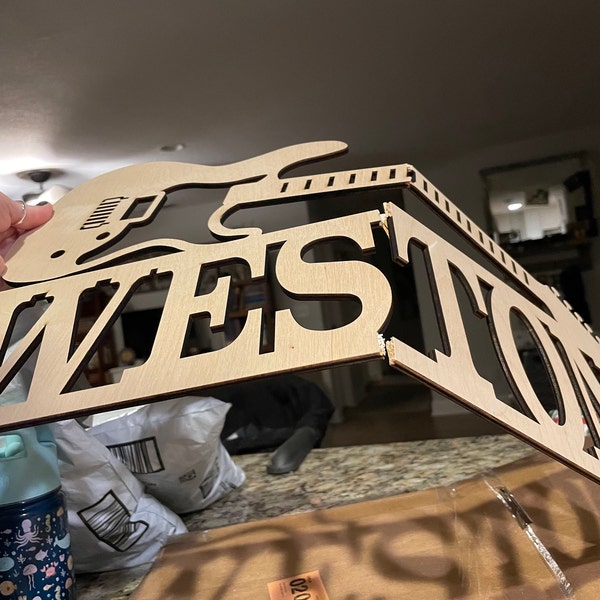 Guitar Name Sign, Nursery Decor, Personalized Wood Sign, Music Gift ...