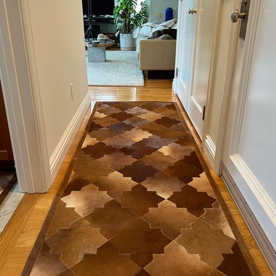 Natural Cowhide Patchwork Table Runner Handmade Cowhide Table Runner ...