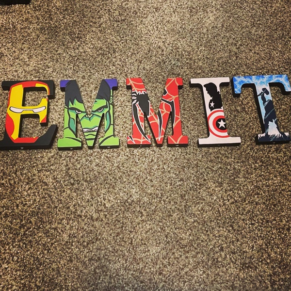 Marvel Letters | Kids Superhero Letters | Hand Painted Bedroom Letters ...