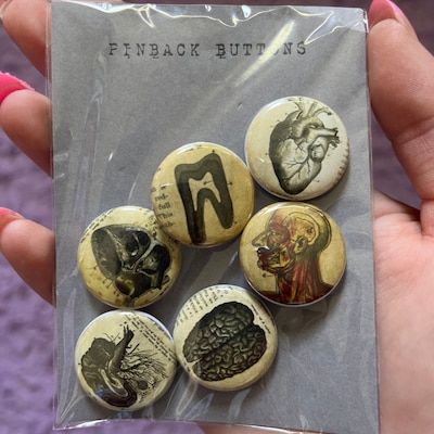 Vintage Anatomy 1 Inch Pinback Buttons Set of 6 ASSORTED - Etsy