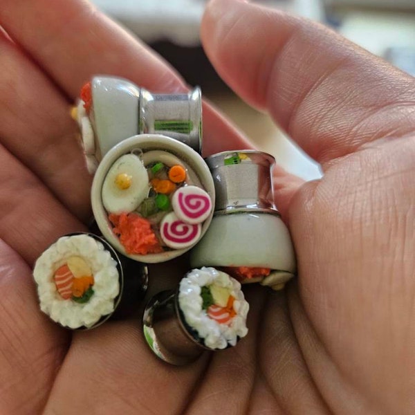 Ramen Plugs Polymer Clay in a Stainless Steel Tunnel, Miniature Food ...