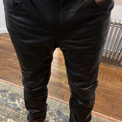 Genuine Sheep Skin Leather Pants Leather Jeans Black Pants Biker Pants ...