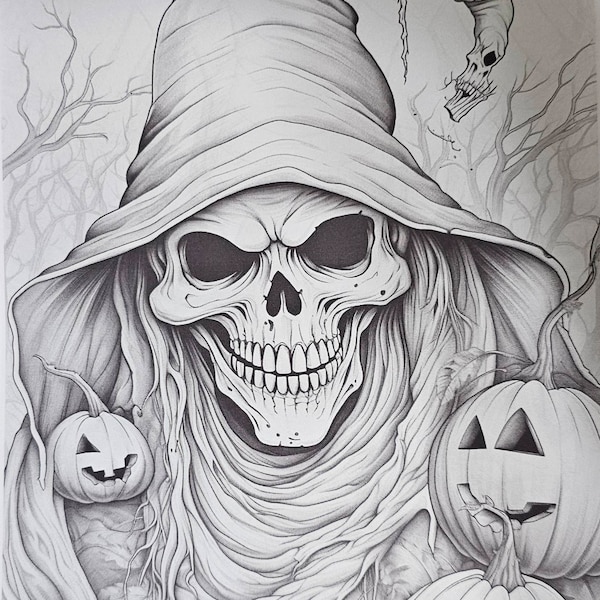 80 Halloween Big Bundle Coloring Book, Printable Gothic Creepy Pumpkin ...