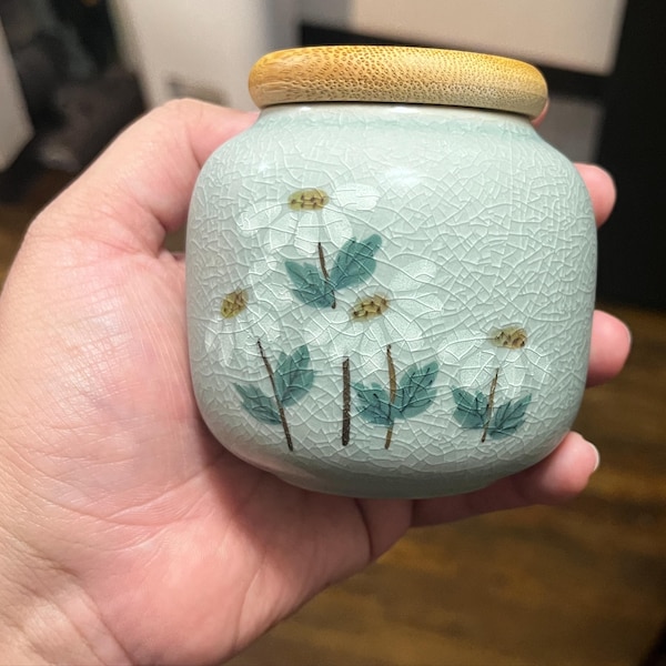 Handcrafted Ceramic Tea Jar With Bird Design - Traditional Kiln-fired ...