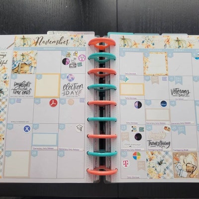 Printable NOVEMBER Monthly Stickers Kit, Happy Planner Monthly Planner ...