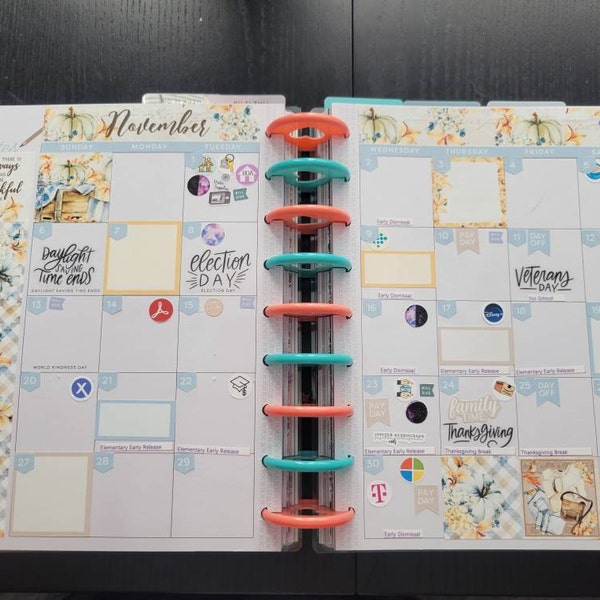 Printable NOVEMBER Monthly Stickers Kit, Happy Planner Monthly Planner ...