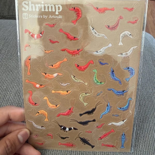 Shrimp Sticker Sheet | Clear Transparent Aquarium Stickers ...
