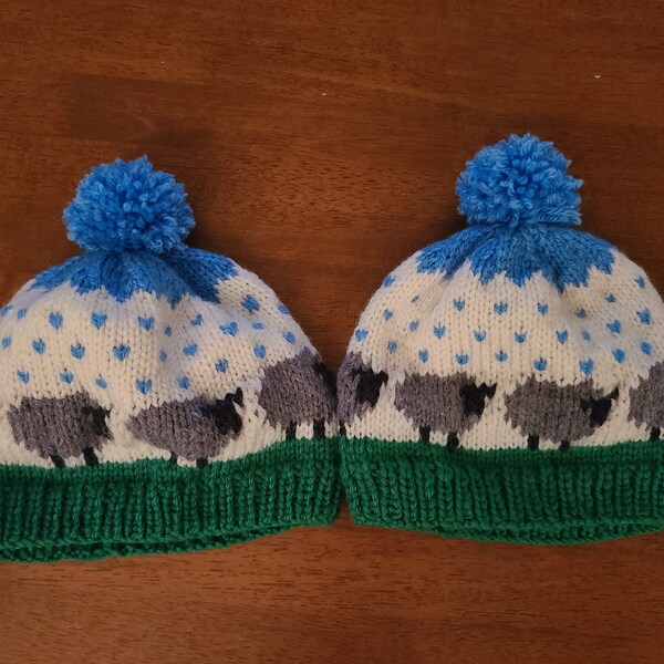 Sheepy Hat Knitting Pattern | Easy Baby Colorwork Beanie (PDF Download ...