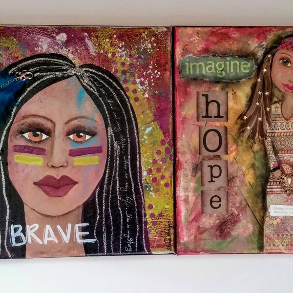 Strong Soulful Girl Art, Bold Colors Hand Painted, Confident Woman ...