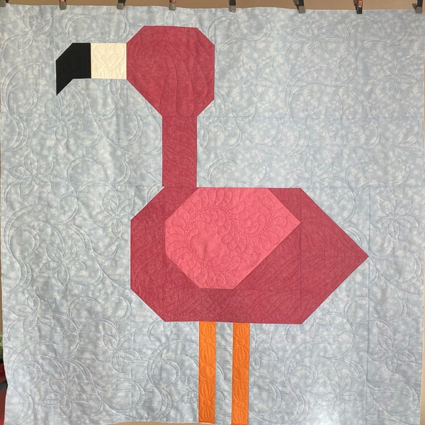Standing Flamingo Bird Animal Summer Tropical Fun Quilt Block PDF ...