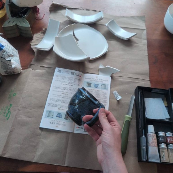 Kintsugi Repair Kit Traditional 23K Gold 0.3g & Silver 0.5g - Food Safe ...