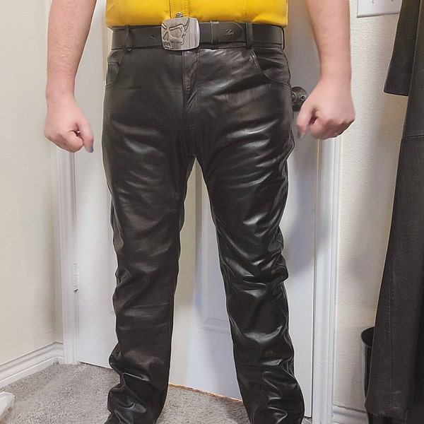 Men's Genuine Sheep Skin Leather Pants - Black Pants - Custom Leather ... Men's Genuine Sheep Skin Leather Pants - Black Pants - Custom Leather ...