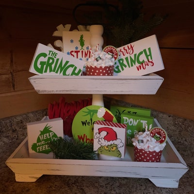 Grinch Christmas Tiered Tray Decor/ Christmas Tiered Tray Decor/ the ...