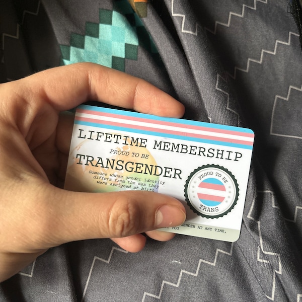 TRANSGENDER Lifetime Membership Card - Gay Pride Card - LGBT Identity ...