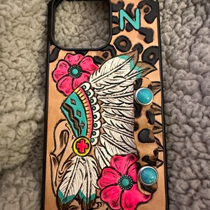 Custom Tooled Leather Native American Headdress Phone Case - Etsy
