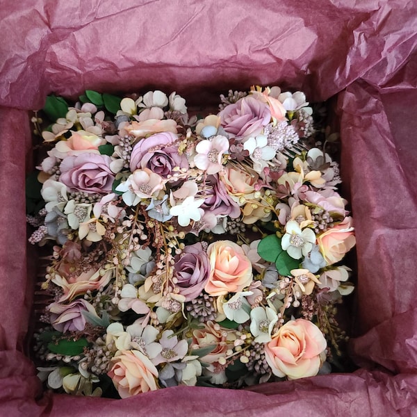 Pastel Flower Hair Pins Dusty Rose Wedding Flower Girl Headpiece Floral ...