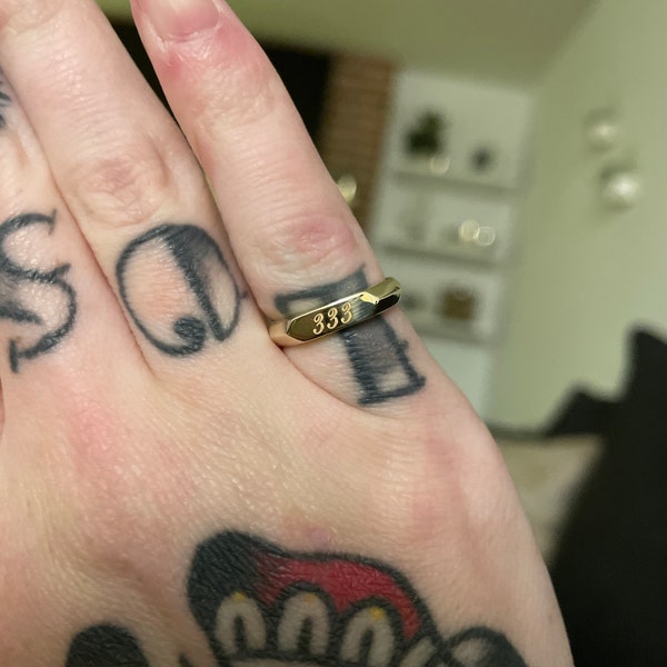 14K Gold Simple Rectangle Ring, Personalized Rectangle Ring, Custom ...