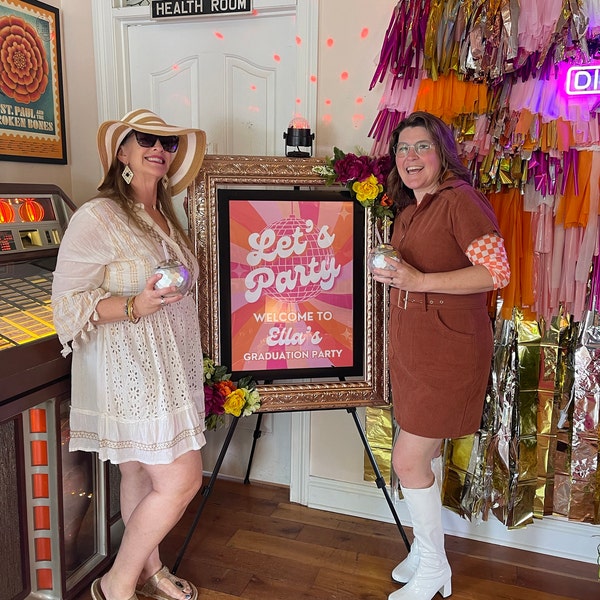 Disco Graduation Party Welcome Sign Template for Retro & Groovy 70s ...