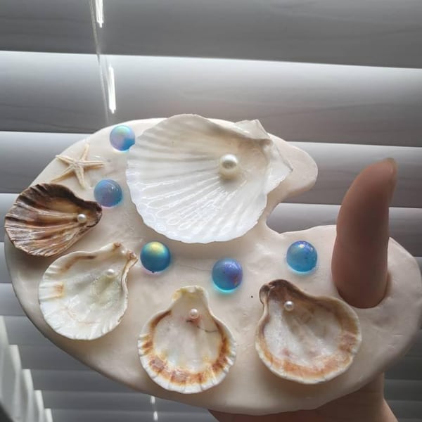 Seashell Paint Palette, Mermaid Art Tray for Watercolors, Sea Glass ...