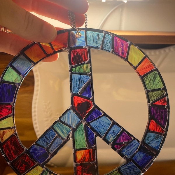 Peace Sign Suncatcher Hanging Sign, Peace Sign Christmas Ornament ...