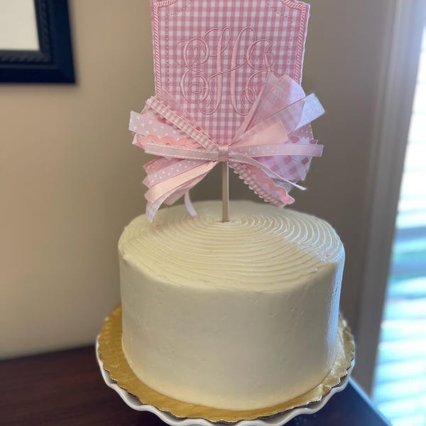 Birthday Monogram Cake Topper, Gingham Swiss Dot Number Cake Topper ...