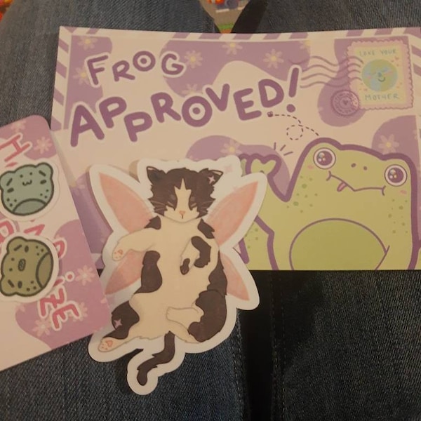 Fairy Cat Stickers | Original Vinyl Sticker | Glossy Water-resistant ...