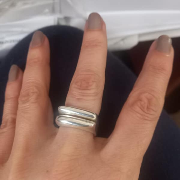 Sterling Silver Square Ring Set • Modern Geometric Stacking Rings • 18k ...