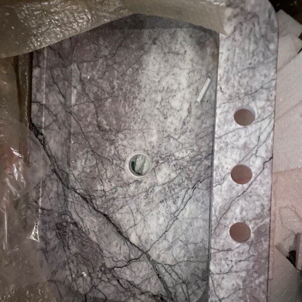 Veincut Travertine Rectangular Sink - Hidden Drain - 100% Natural Stone ...