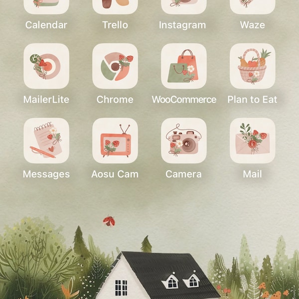 Aesthetic Cottagecore Ios App Icons iPhone Theme Wallpapers and Widgets ...
