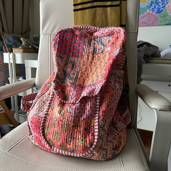 Cotton Patchwork Backpack: Bohemian Quilted Laptop Bag - Etsy