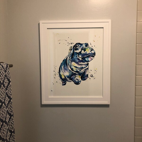 Hippo Painting, Hippo Art, Happy Art, Art Prints, Zoo Animals, Hippo ...
