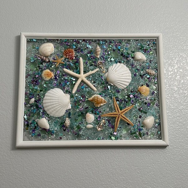 Seashell and Seaglass Medley Beach Window/beach House Window/seashell ...
