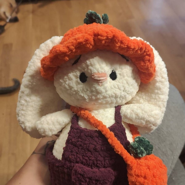 Crochet Bunny Plushie Pattern With Cute Overalls and Bucket Hat ...