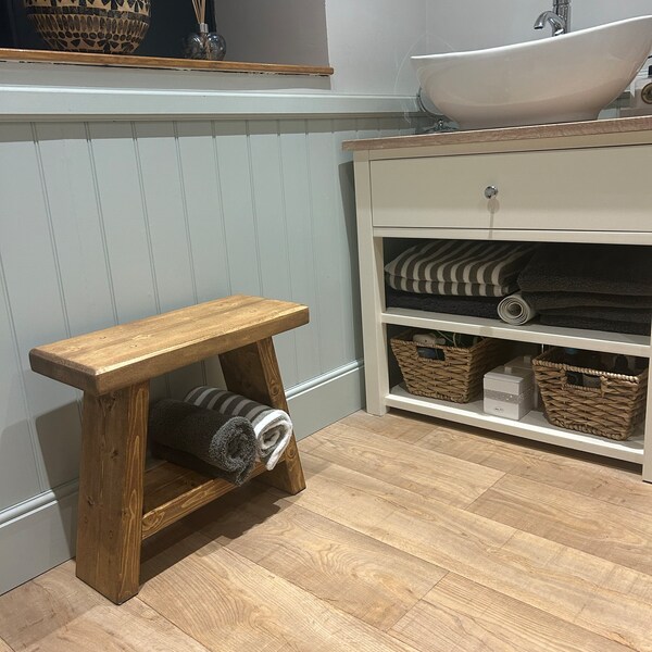 Rustic Wooden Milking Stool | Side Table | Bathroom Stool - Etsy UK