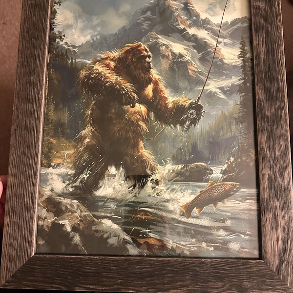 Vintage Sasquatch Bigfoot Art Print 11x14 Inches Unframed Poker Night ...