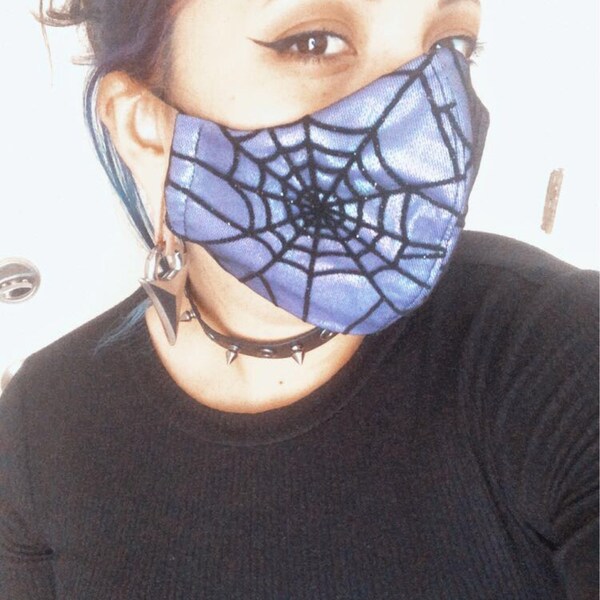 Purple Spider Web Witchy Face Mask W/ Removable Nose Wire, Washable ...